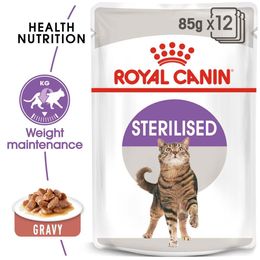 Royal Canin STERILISED Nassfutter in So&szlig;e f&uuml;r kastrierte Katzen 12x85g