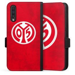 DeinDesign Galaxy A50 Handy Klapph&uuml;lle Handyh&uuml;lle aus Kunst Leder schwarz Flip Case Nullf&uuml;nfer 1. Fsv Mainz 05 E.V. Official Licensed Product Sideflip mit Lasche