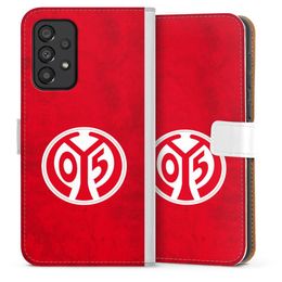 DeinDesign Galaxy A33 5G Handy Klapph&uuml;lle Handyh&uuml;lle aus Kunst Leder wei&szlig; Flip Case 1. Fsv Mainz 05 E.V. Nullf&uuml;nfer Official Licensed Product Sideflip mit Lasche