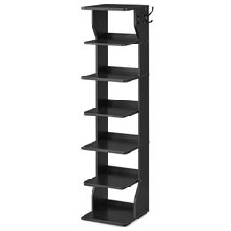 Mid.you Schuhregal, Schwarz, Metall, Holzwerkstoff, 6 F&auml;cher, 26.4x110.4x30 cm, Garderobe, Schuhaufbewahrung, Schuhregale