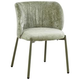 Stylife Stuhl, Gr&uuml;n, Metall, Textil, Rundrohr, 56.5x77x57 cm, stapelbar, Esszimmer, St&uuml;hle, Esszimmerst&uuml;hle, Vierfu&szlig;st&uuml;hle