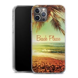 DeinDesign iPhone 12 Pro Handy Silikon H&uuml;lle Case transparent Handyh&uuml;lle Beach Palm Tree Urlaub Silikon Case
