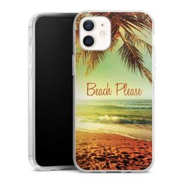 DeinDesign iPhone 12 Handy Silikon H&uuml;lle Case transparent Handyh&uuml;lle Beach Palm Tree Urlaub Silikon Case