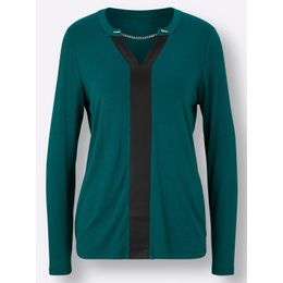 WITT Damen Langarmshirt mit abnehmbaren Zierketten, petrol, Gr&ouml;&szlig;e 42