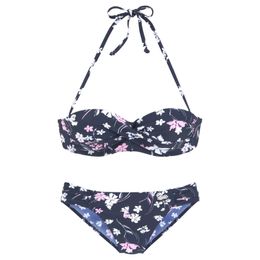 Lascana Damen B&uuml;gel-Bandeau-Bikini, marine-bedruckt, Gr&ouml;&szlig;e 36B