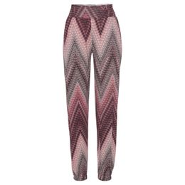 Lascana Damen Jerseyhose, sand-bordeaux bedruckt, Gr&ouml;&szlig;e 44
