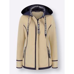 WITT Damen Fleecejacke mit Strickfleece-&Auml;rmeln, sand-marine, Gr&ouml;&szlig;e 36
