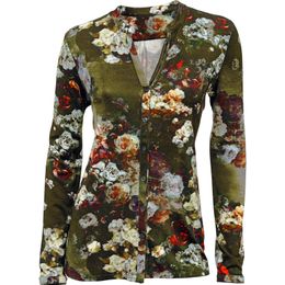 Heine Witt Damen Blusenshirt im Bl&uuml;ten-Dessin, khaki, Gr&ouml;&szlig;e 50