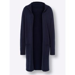 Heine Witt Damen Longstrickjacke mit Kapuze, marine, Gr&ouml;&szlig;e 36/38