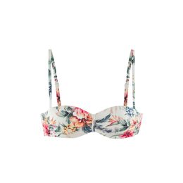 Lascana Damen B&uuml;gel-Bandeau-Bikini-Top, creme bedruckt, Gr&ouml;&szlig;e 40E
