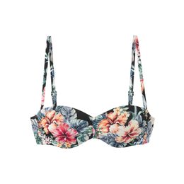 Lascana Damen B&uuml;gel-Bandeau-Bikini-Top, schwarz bedruckt, Gr&ouml;&szlig;e 36A