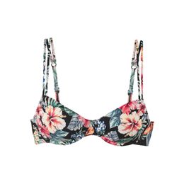 Lascana Damen B&uuml;gel-Bikini-Top, schwarz bedruckt, Gr&ouml;&szlig;e 36C