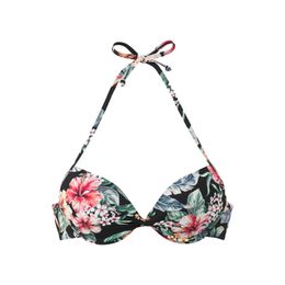 Lascana Damen Push-Up-Bikini-Top, schwarz bedruckt, Gr&ouml;&szlig;e 36B