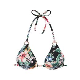Lascana Damen Triangel-Bikini-Top, schwarz bedruckt, Gr&ouml;&szlig;e 40C/D