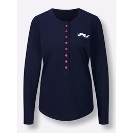 w&auml;schepur w&auml;schepur Damen Schlafanzug, marine-ecru-bedruckt, Gr&ouml;&szlig;e 44/46