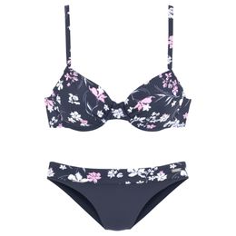 Lascana Damen B&uuml;gel-Bikini, marine-bedruckt, Gr&ouml;&szlig;e 42C