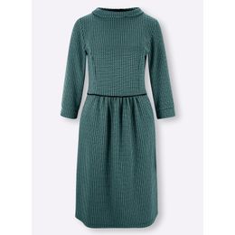Heine Witt Damen Jerseykleid mit 2 Taschen, schwarz-ozean-gemustert, Gr&ouml;&szlig;e 36