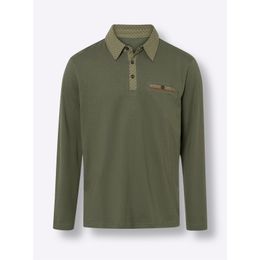 WITT Herren Langarm-Poloshirt, khaki, Gr&ouml;&szlig;e 56/58