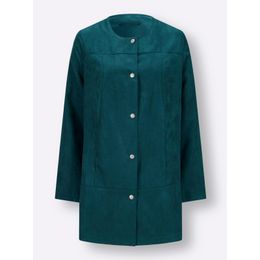 WITT Damen Longblazer in Veloursleder-Optik, petrol, Gr&ouml;&szlig;e 48