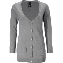 Heine Witt Damen Feinstrickjacke mit Taschen, grau-melange, Gr&ouml;&szlig;e 42