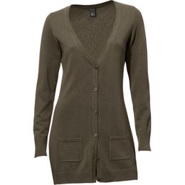 Heine Witt Damen Feinstrickjacke mit Taschen, oliv, Gr&ouml;&szlig;e 38