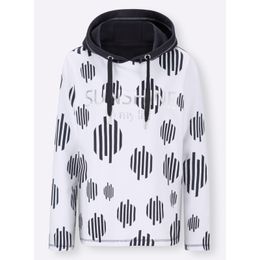 Heine Witt Damen Kapuzensweatshirt in Sweat-Qualit&auml;t, marine-ecru-bedruckt, Gr&ouml;&szlig;e 36