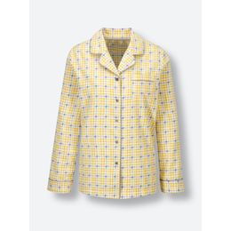 w&auml;schepur w&auml;schepur Damen Pyjama, gelb-steingrau-kariert, Gr&ouml;&szlig;e 44/46
