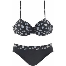 Lascana Damen B&uuml;gel-Bikini, schwarz-wei&szlig;, Gr&ouml;&szlig;e 38F