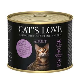 Cat's Love Fisch und Huhn mit Petersilie und Lachs&ouml;l Katzen-Nassfutter getreidefrei 6x200g