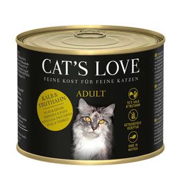 Cat's Love Kalb und Truthahn mit Katzenminze und Lein&ouml;l Katzen-Nassfutter getreidefrei 6x200g