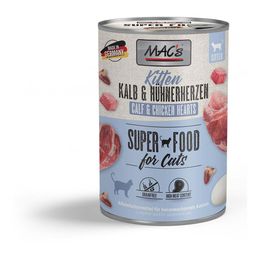 MAC's Cat Kitten Kalb & H&uuml;hnerherzen Katzen-Nassfutter getreidefrei 6x400g
