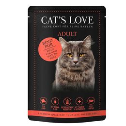 Cat's Love Nassfutter Rind Pur mit Distel&ouml;l & L&ouml;wenzahn Katzen-Nassfutter getreidefrei 12x85g