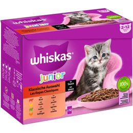 whiskas Multipack Junior Klassische Auswahl in Sauce Katzen-Nassfutter f&uuml;r K&auml;tzchen 12x85g
