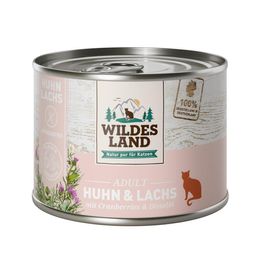 WILDES LAND Huhn und Lachs mit Cranberries Katzen-Nassfutter getreidefrei 6x200 g