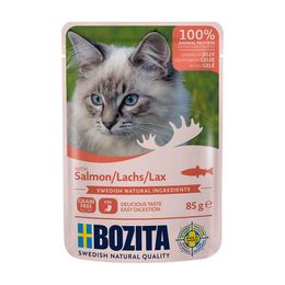 Bozita H&auml;ppchen in Gelee mit Lachs Katzen-Nassfutter getreidefrei 12x85g