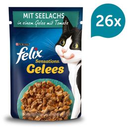 FELIX Sensations Gelees mit Seelachs & Tomate Katzen-Nassfutter ohne k&uuml;nstliche Aroma- und Farbstoffe 26x85g