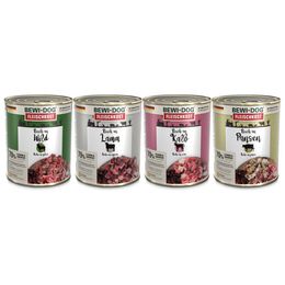 BEWI DOG Fleischkost Mixpaket Hunde-Nassfutter mit Lachs&ouml;l 24x800g