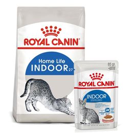 Royal Canin INDOOR Trockenfutter 10kg + INDOOR Sterilised Nassfutter 48x85g