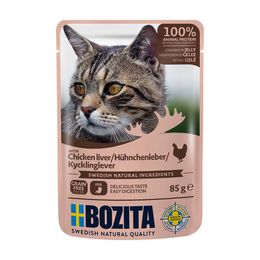 Bozita H&auml;ppchen in Gelee mit H&uuml;hnchenleber Katzen-Nassfutter ohne Getreide und Zucker 12x85g