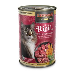 Leonardo Rind mit Wild & S&uuml;&szlig;kartoffel Katzen-Nassfutter getreidefrei 6x400g
