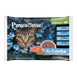 Pawsome! Adult Lachs Katzen-Nassfutter Vorteilspack 4x85g