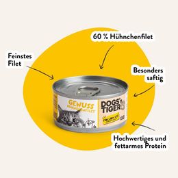 Dogs'n Tiger Genuss H&uuml;hnerfilet Katzen-Nassfutter ohne Getreide- und Zuckerzusatz 12x70g