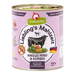 Granatapet Liebling's Mahlzeit Angus Rind und K&uuml;rbis Hunde-Nassfutter getreidefrei 6x800g