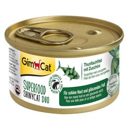 GimCat Superfood ShinyCat Duo Thunfischfilet mit Zucchini Katzen-Nassfutter ohne Farbstoffe 24x70g