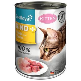 ZooRoyal Kitten Rind + Kalb & Huhn Katzen-Nassfutter ohne Zucker 12x400g