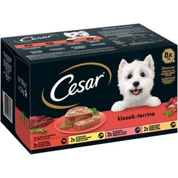 CESAR Klassik-Terrine 4 Variet&auml;ten Hunde-Nassfutter ohne Zuckerzusatz 8x150g