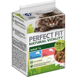 Perfect Fit Natural Vitality Adult 1+ mit Hochseefisch und Lachs Katzen-Nassfutter ohne Getreide 6x50g