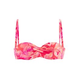 s.Oliver Damen B&uuml;gel-Bandeau-Bikini-Top, pfirsich bedruckt, Gr&ouml;&szlig;e 40D