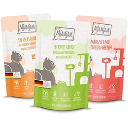 MjAMjAM Quetschie Mixpaket I Huhn, Rind, Herzen Katzen-Nassfutter ohne Getreide 12x125g