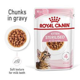 Royal Canin KITTEN STERILISED in So&szlig;e Katzen-Nassfutter f&uuml;r kastrierte K&auml;tzchen 12x85g